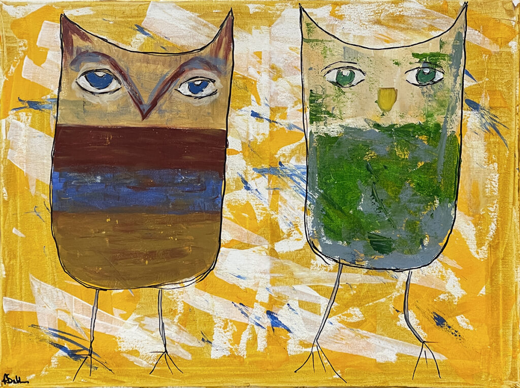 Two Owls Standing Side by Side-Alison Sullivan | LibertyTown Arts Workshop