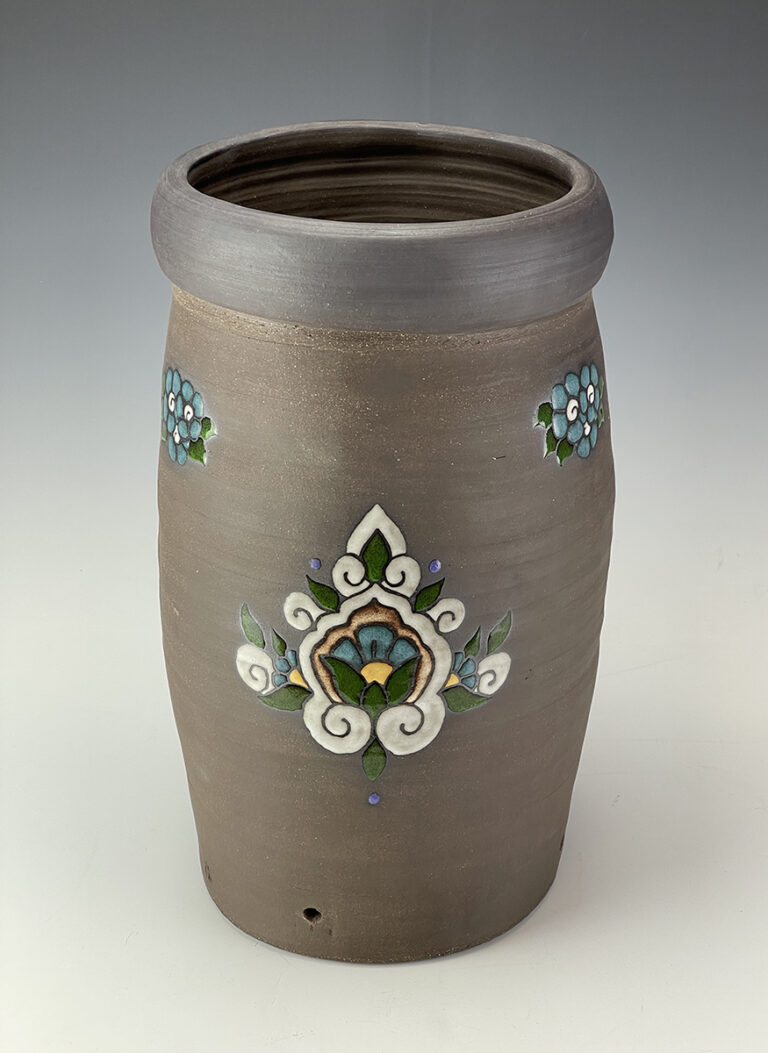 26-Stylized Flower Motif Planter-Kevin Rodrigue and Ann Pfau ...